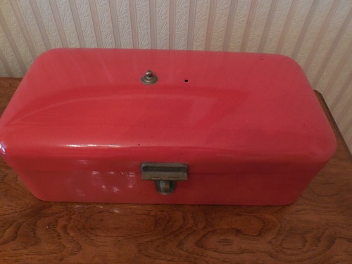 Vintage Red Enameled Metal Bread Box Germany | eBay