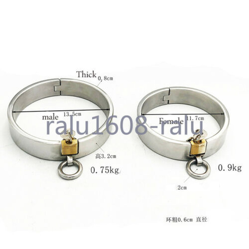 Stainless Steel Metal Heavy Rings Collar Neck Restraint Brass Lock ...