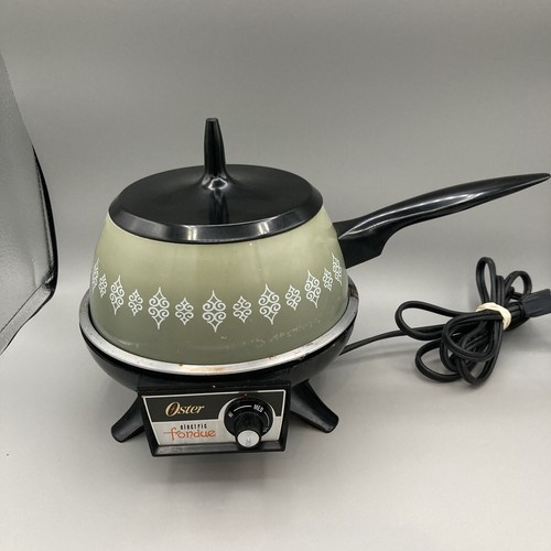 Vintage Oster Electric Fondue Set Mid Century Style Green Model Floral ...