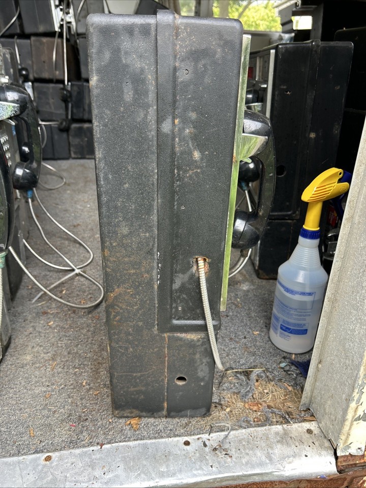 Vintage Black Phone Booth Payphone Push Button Telephone GTE Frontier ...