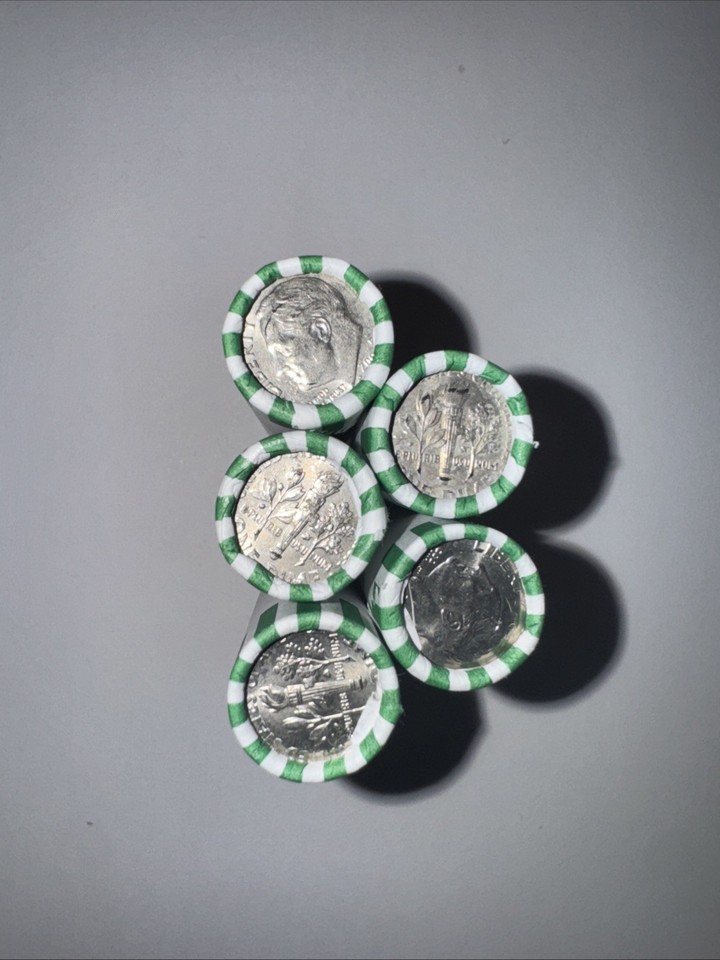 5 UNOPENED Bank Sealed Dime Rolls – $25 FV – UNSEARCHED – Teller ...