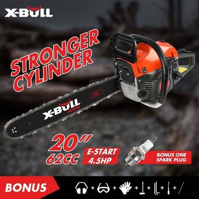 X-BULL 62cc Petrol Commercial Chainsaw 20" Bar E-Start Tree Chain Saw ...