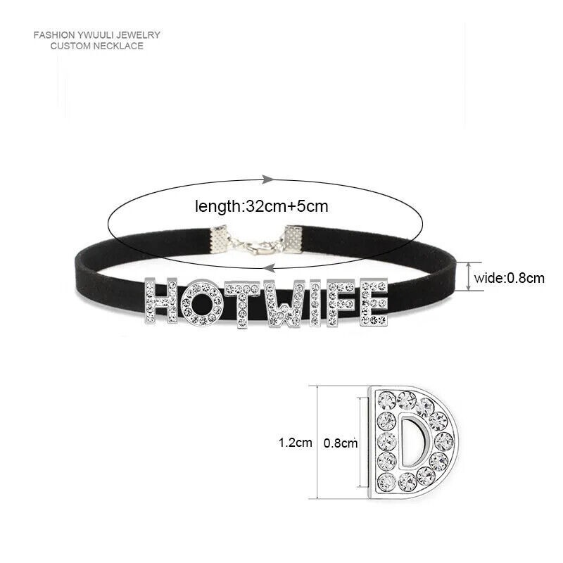 Rhinestone Letter Sexy HOT WIFE Necklace Bad Words Custom Choker Collar ...