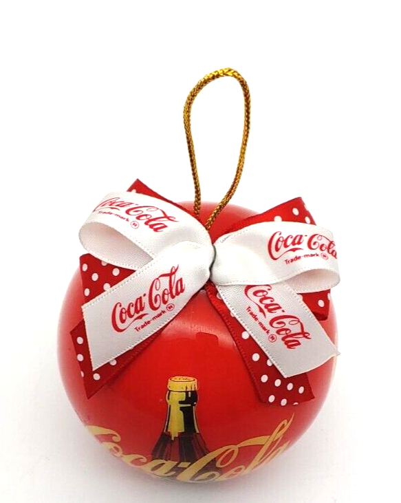 Vintage 1993 Coca Cola Christmas Tree Ornament Red Ball With Bows Coke ...