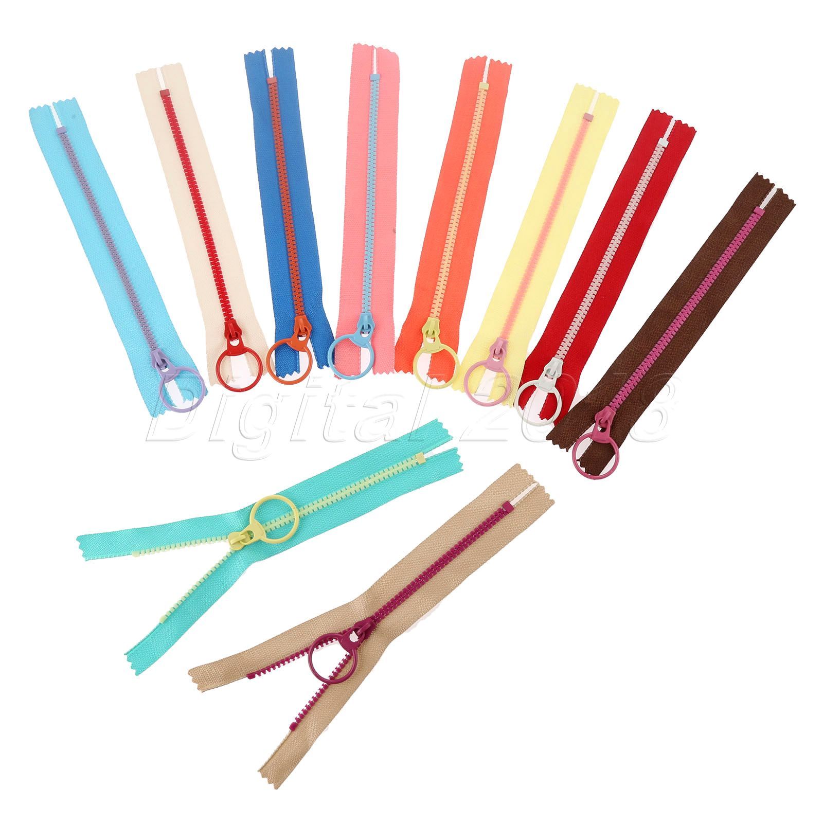 10Pcs Hanging Ring Puller Closed End Resin Zipper Zip For Bag Pouch ...