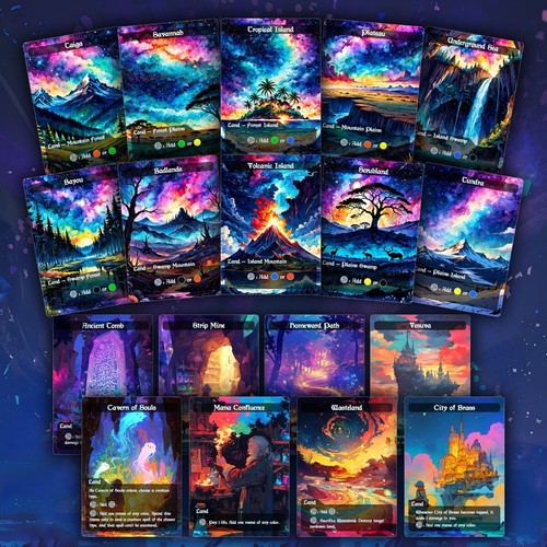 MTG Dual Lands FOIL Set of 18- Altered Custom Full Art Card Premium ...
