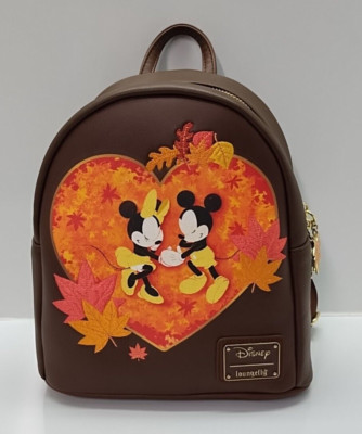 🍁🍂Loungefly Mickey and Minnie Autumn /Fall Heart Mini Backpack New!🍂🍁 ...