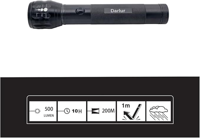 Heavy Duty 2 D Cell Battery Led Big Flashlights High Lumens Single Mode ...