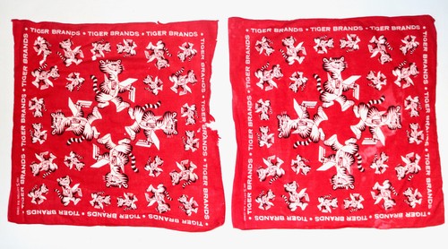 TIGER BRAND vintage set of two character bandanas | eBay