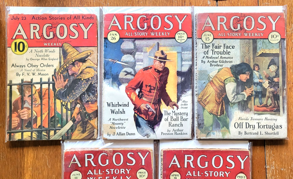 💎 ARGOSY *FIVE ISSUE LOT* Pulp Magazines 1930s RARE Vintage Books ...