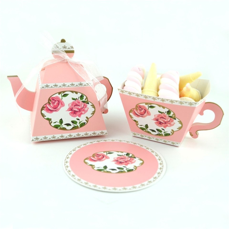 50/100Pcs TeaPot Paper Boxes Candy Sweets Cookies Biscuits Party Favour ...