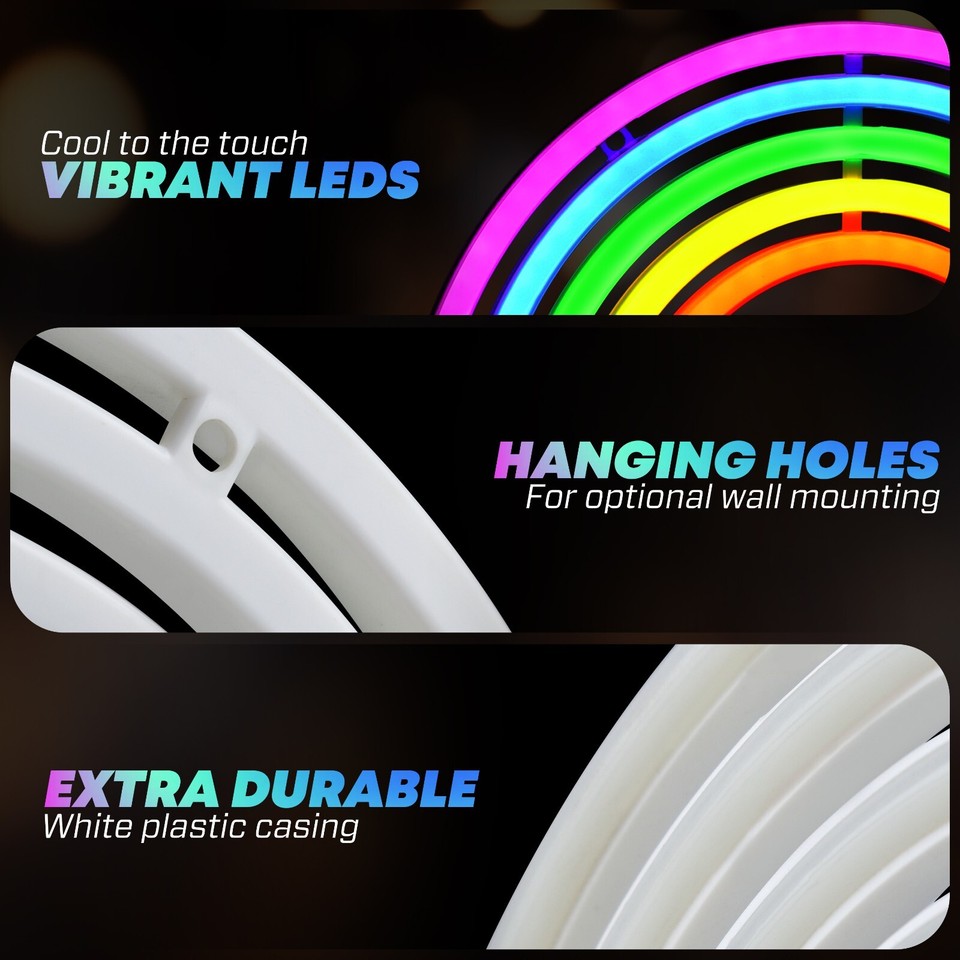 Colourful Rainbow LED Neon Light Stand Wall Bar Lamp Home Nursery ...