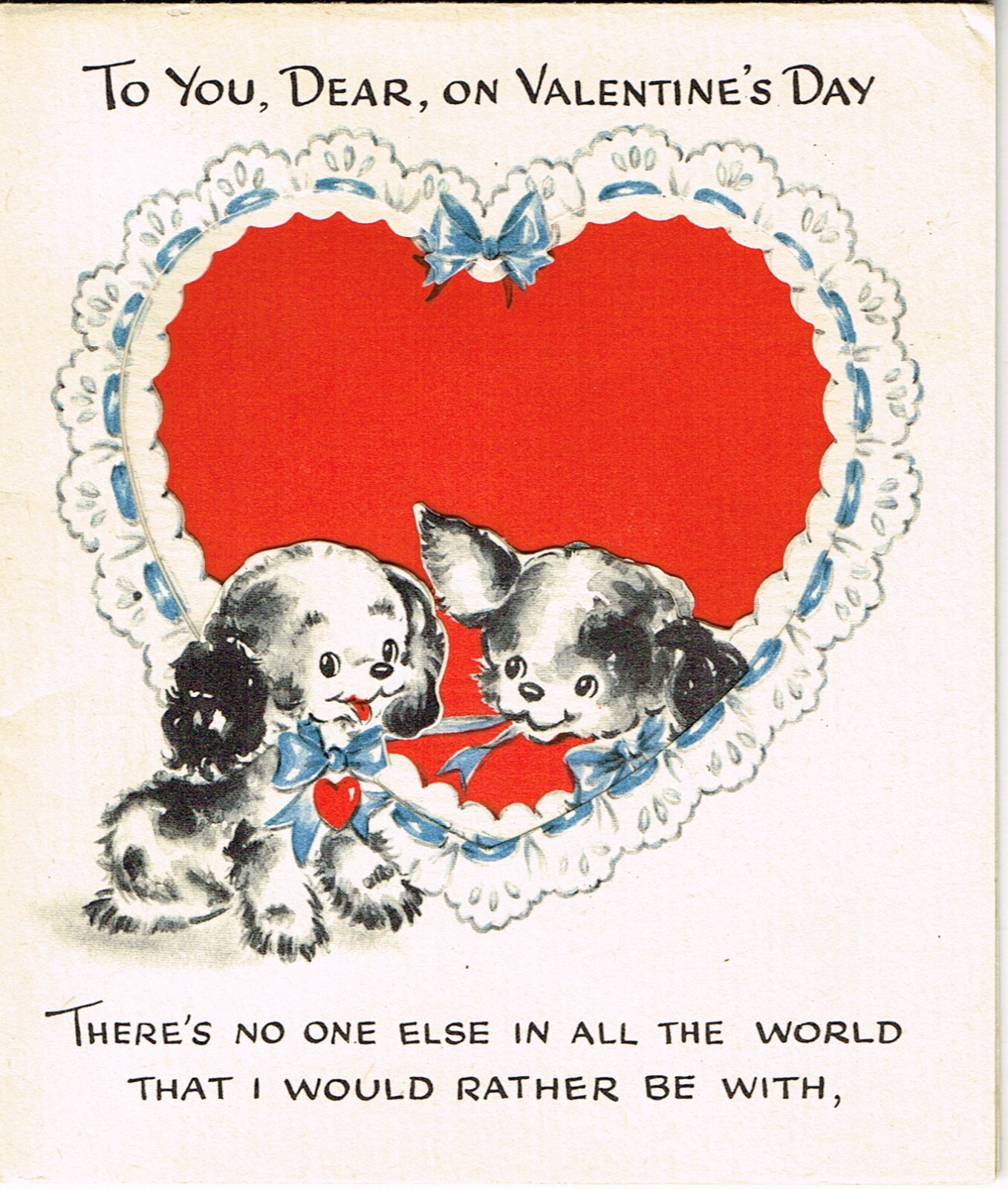 Vintage Valentine To You Dear Dog Doggy Puppy Puppies Hallmark 1948 ...