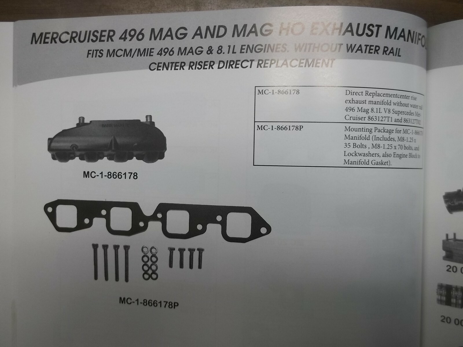 Mercruiser Marine Mercury 496 8.1 8.1L 8.2 HO MAG Exhaust Manifold ...