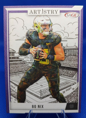 Bo Nix 2024 Sage Football Artistry Purple #MART-BN Oregon-Denver ...