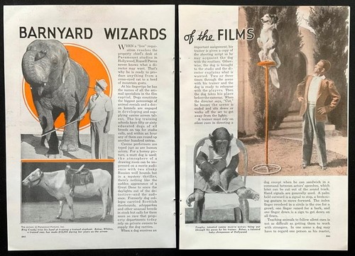 Russell Pierce Animal Trainers 1936 Paramount Studios article “Barnyard ...
