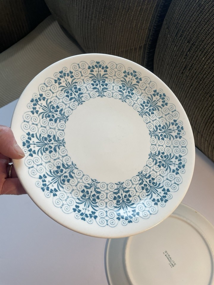 SYRACUSE CHINA SYRALITE TEAL FLOWERS 9" DINNER PLATES (2) | eBay