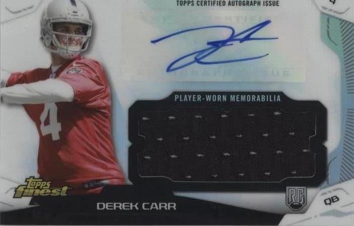 2014 Topps Finest - Autograph Jumbo Relics Derek Carr #AJR-DC (AU, MEM ...