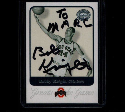 BOBBY KNIGHT OHIO STATE FLEER GREATS OF THE GAME AUTOGRAPHED BASKETBALL ...
