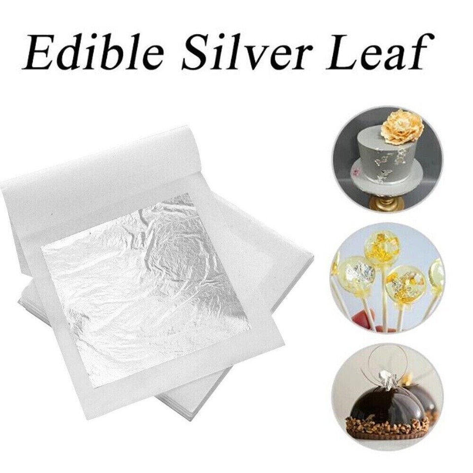 Edible Silver Leaf Pure Sheet Extra Large Sheet 24K Pure Silver UK Best ...