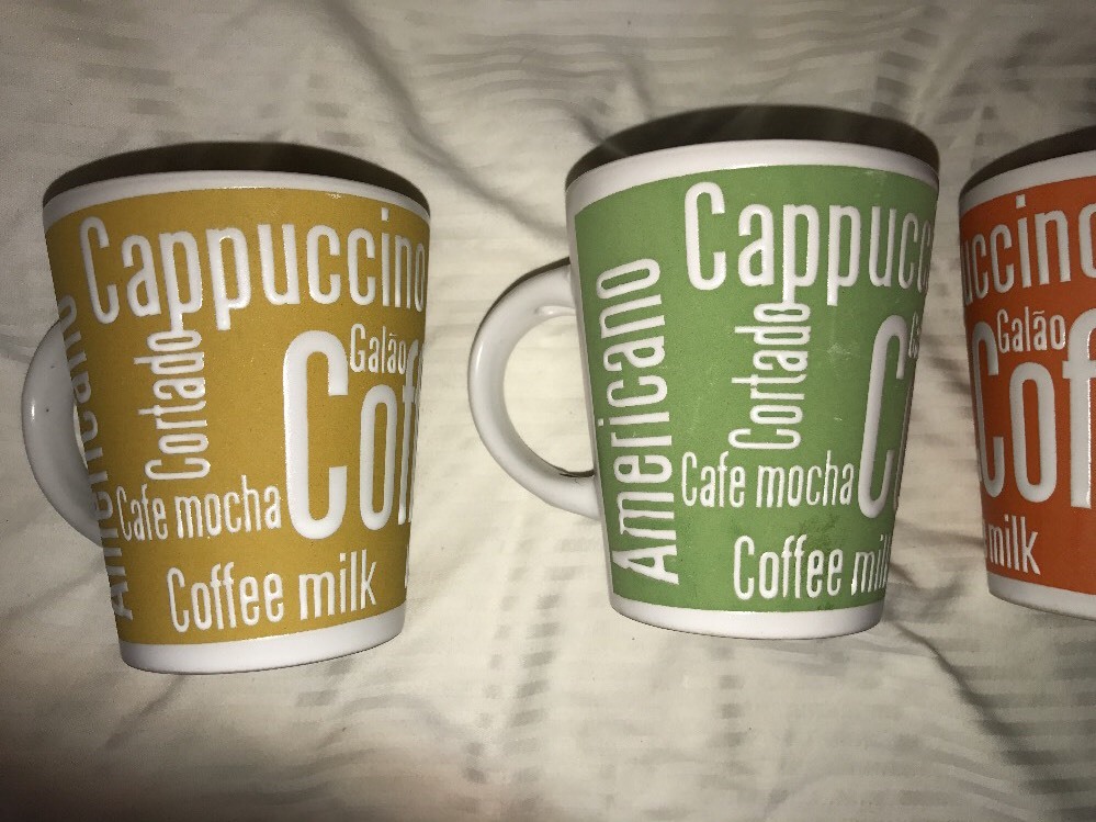 4 Mr. Coffee Ceramic Mugs Cups Cappuccino Americano Frappuccino Latte w ...