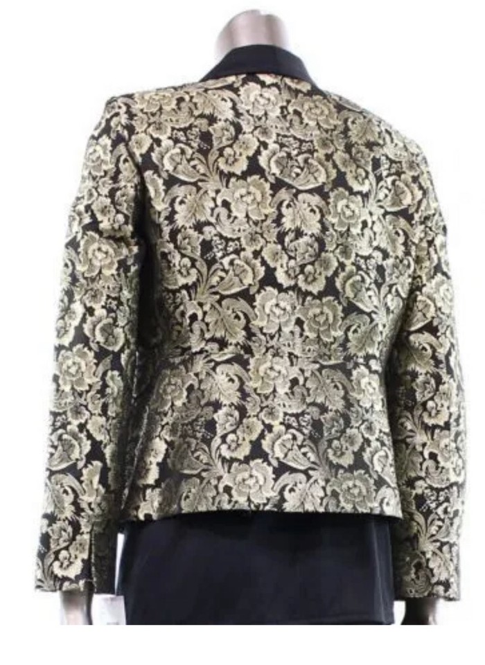 NIPON BOUTIQUE NEW Black Gold Brocade Metallic Long Sleeves Jacket 14 ...