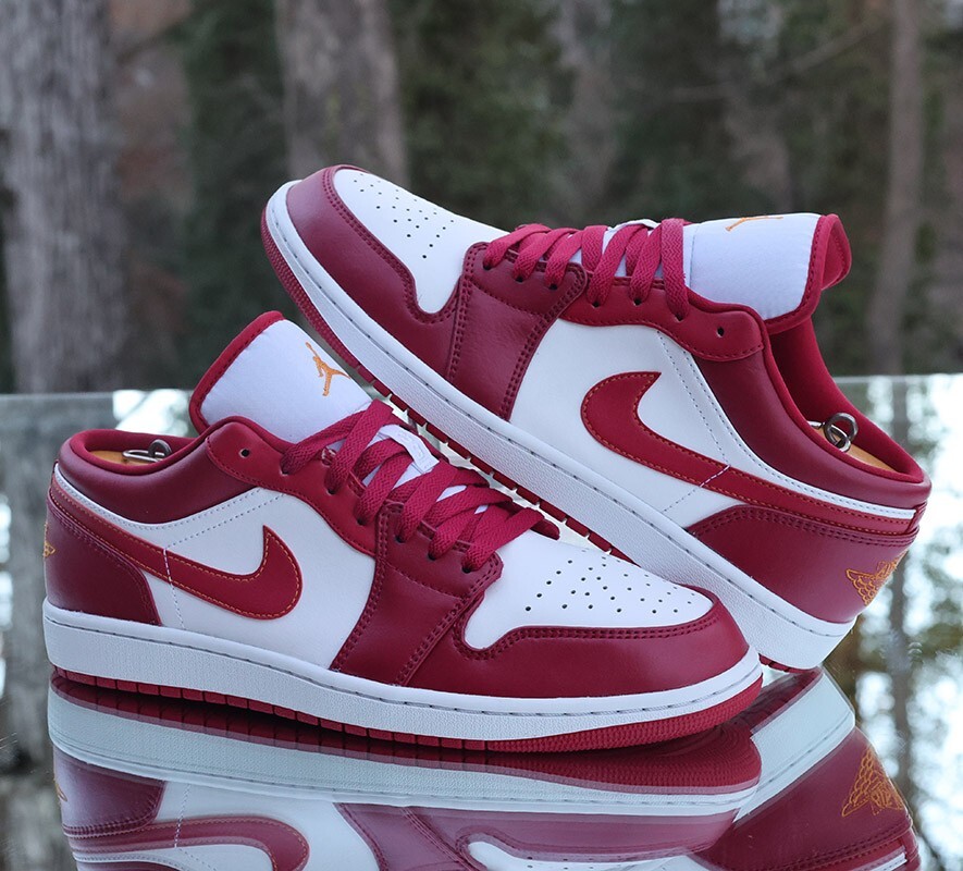 Nike Air Jordan 1 Low Cardinal Red Men’s Size 10.5 White Light Curry ...