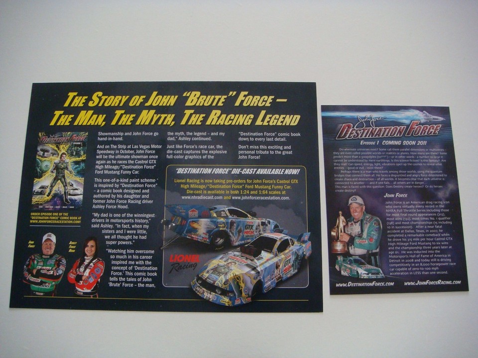 John Force - 2012 DESTINATION FORCE NHRA Handout & Postcard | eBay
