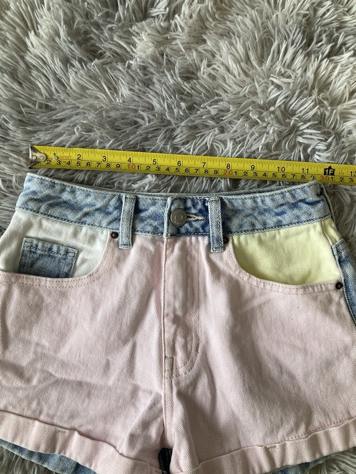Pacsun Jean Shorts Size 23 Mom Short Color Block Pastel Design Pink ...
