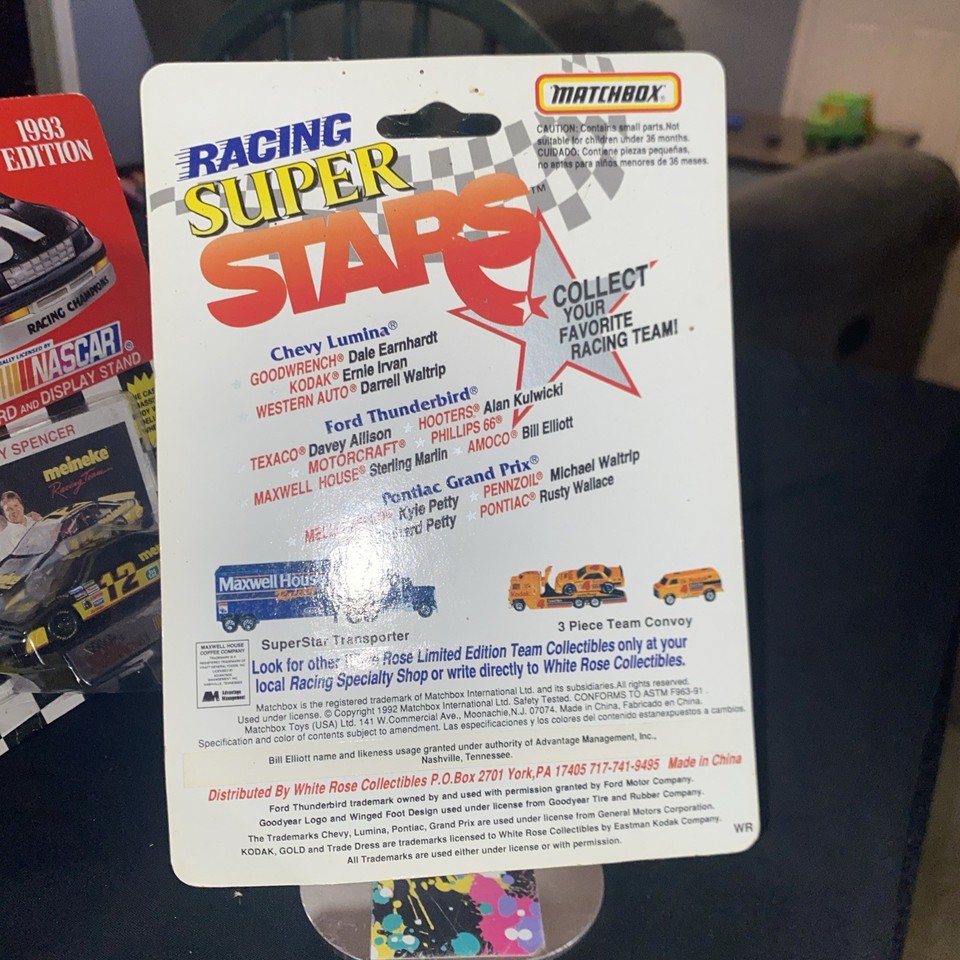 1992 Matchbox Racing Super Stars #11 Bill Elliott AMOCO Red Car | eBay