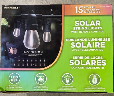 SunForce 1600334 15 LED Bulbs Solar String Light #200 z42/5 | eBay