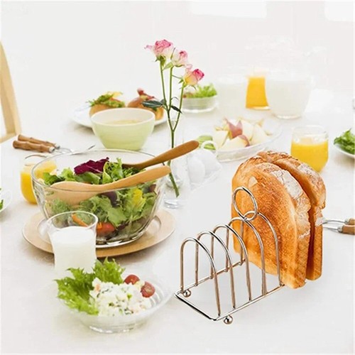 Kitchen Stainless Steel Toast Rack Holder 6 Slots Bread Pieces Display ...