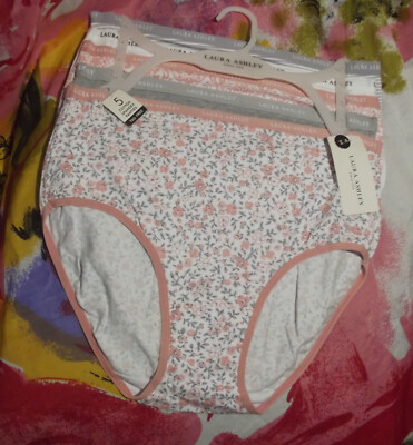 5 NEW LAURA ASHLEY LS9221 5PKFI SIGNATURE WAISTBANDS COTTON BRIEF ...