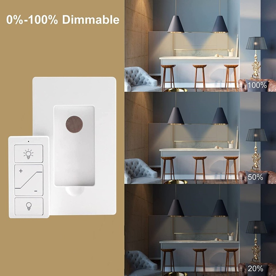 Smart Wireless Dimmer Switch and Receiver Kit, NO Wiring, Work With ...