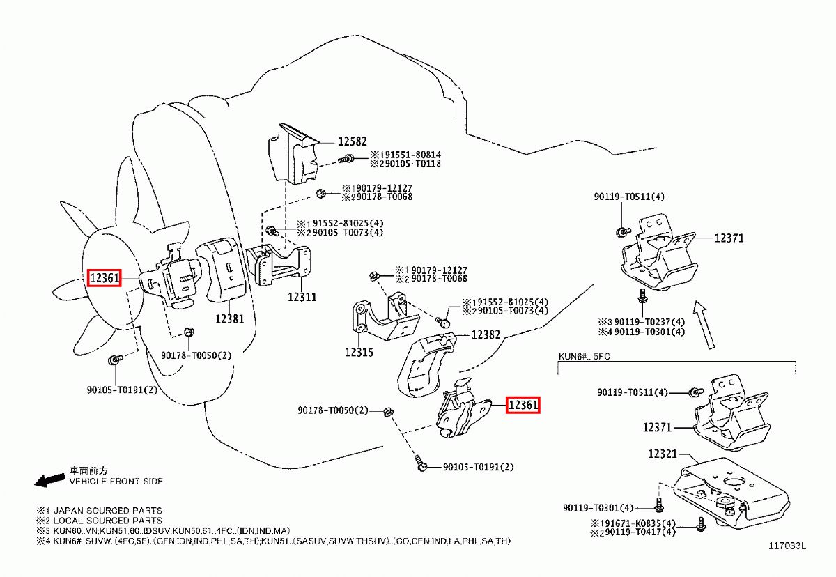 Genuine Hilux KUN16 KUN15 KUN10 2KD 2.5 Diesel 1KD 3.0 Diesel Front ...