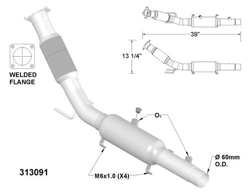 Front Catalytic Converter for 2012-2013 Volkswagen Passat SEL Premium 2 ...