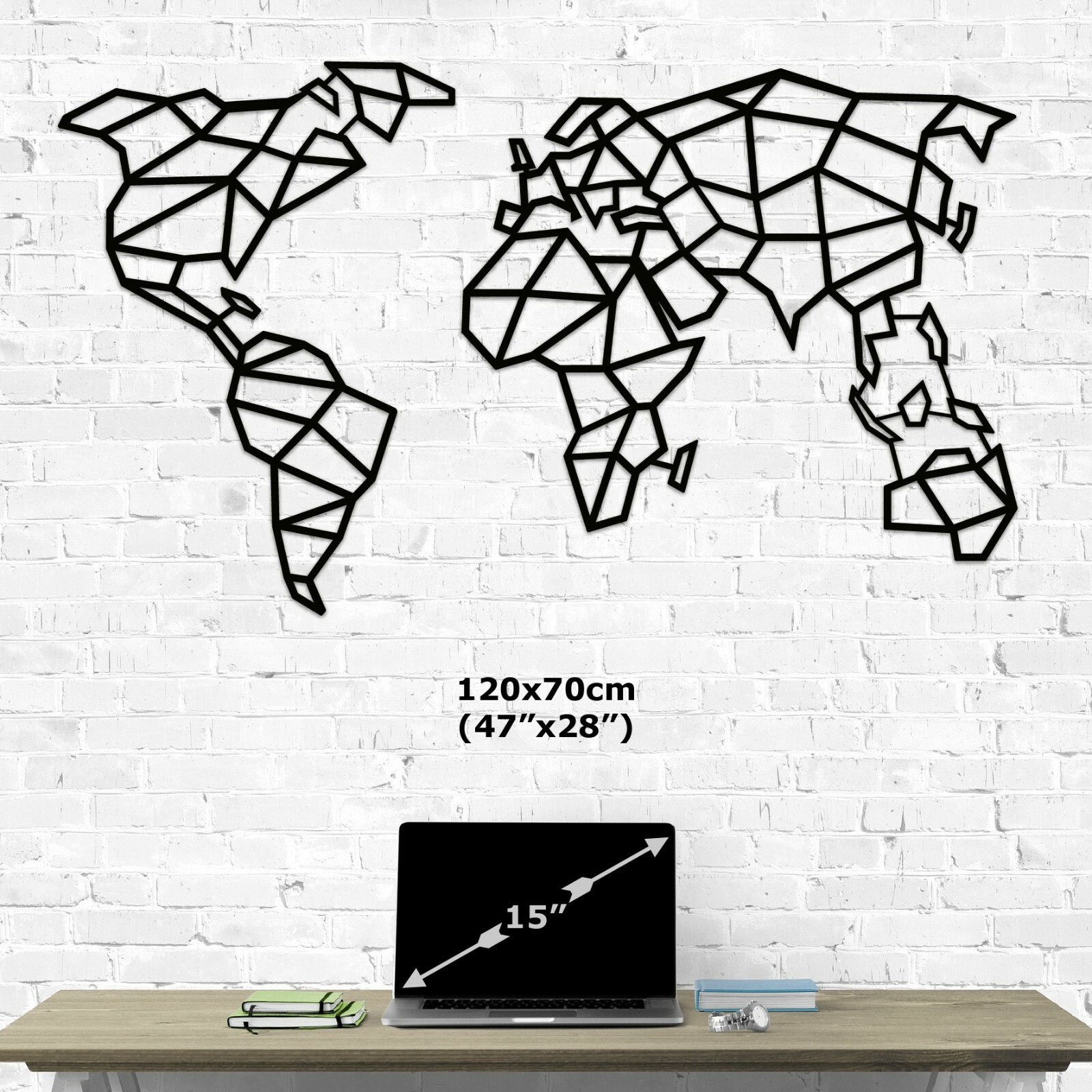 Metal World Map, Geometric Line Drawing, The Earth Laser Cut Metal Wall ...