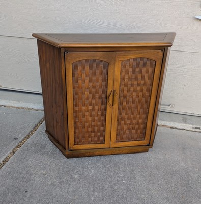 Vintage 1960s Mid Century Modern Basket Weave Walnut Console Hall ...