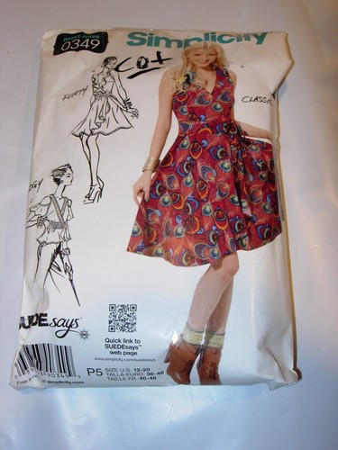 WOMENS CUT SIMPLICITY 0349 SEWING PATTERN WRAP DRESS SHIRT TOP BELT ...