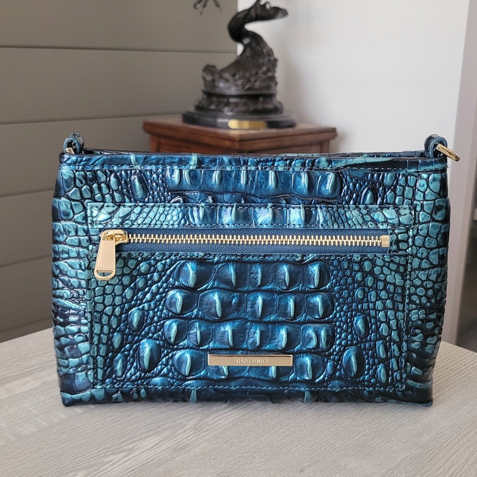 Brahmin Vida Crossbody Blue Patina Melbourne w/ Matching Credit Card ...
