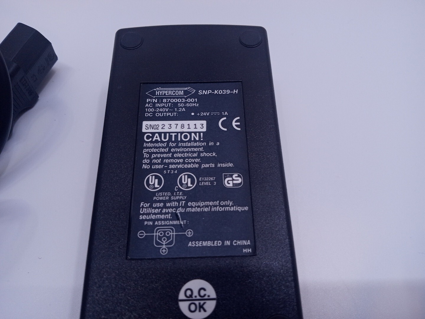 AC DC Power Adapter 24Vdc DC24V 1A Hex 3-Pin Plug Hypercom SNP-K039-H 870003-001 | eBay