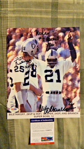 Fred Biletnikoff and Cliff Branch Signed Photo Oakland Raiders HOF PSA ...