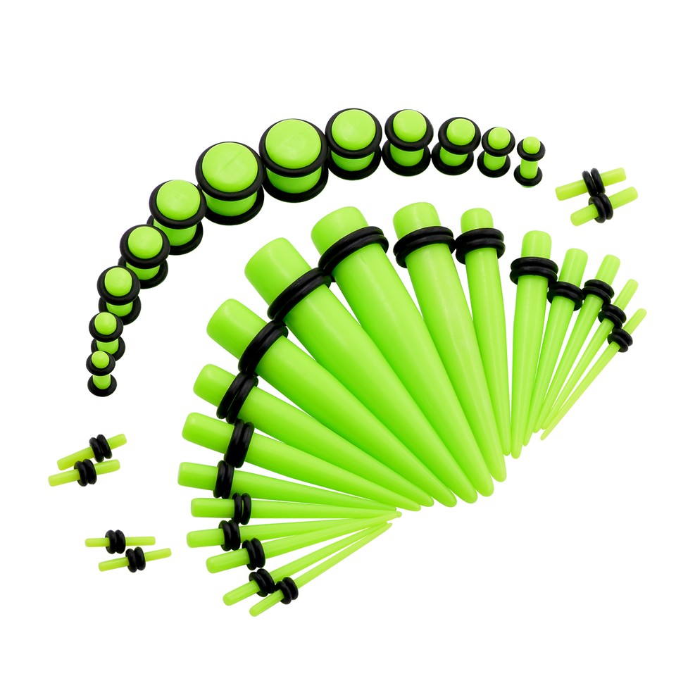 54PCS Acrylic Plugs Spiral Tapers O-Rings Set 14G-00G Ear Gauges ...