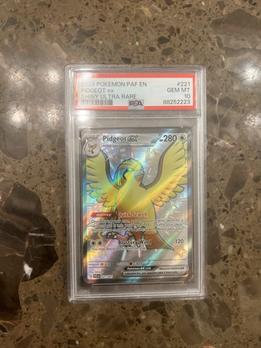Pokemon 2024 Paldean Fates PIDGEOT EX Shiny Ultra Rare #221 PSA 10 Gem ...