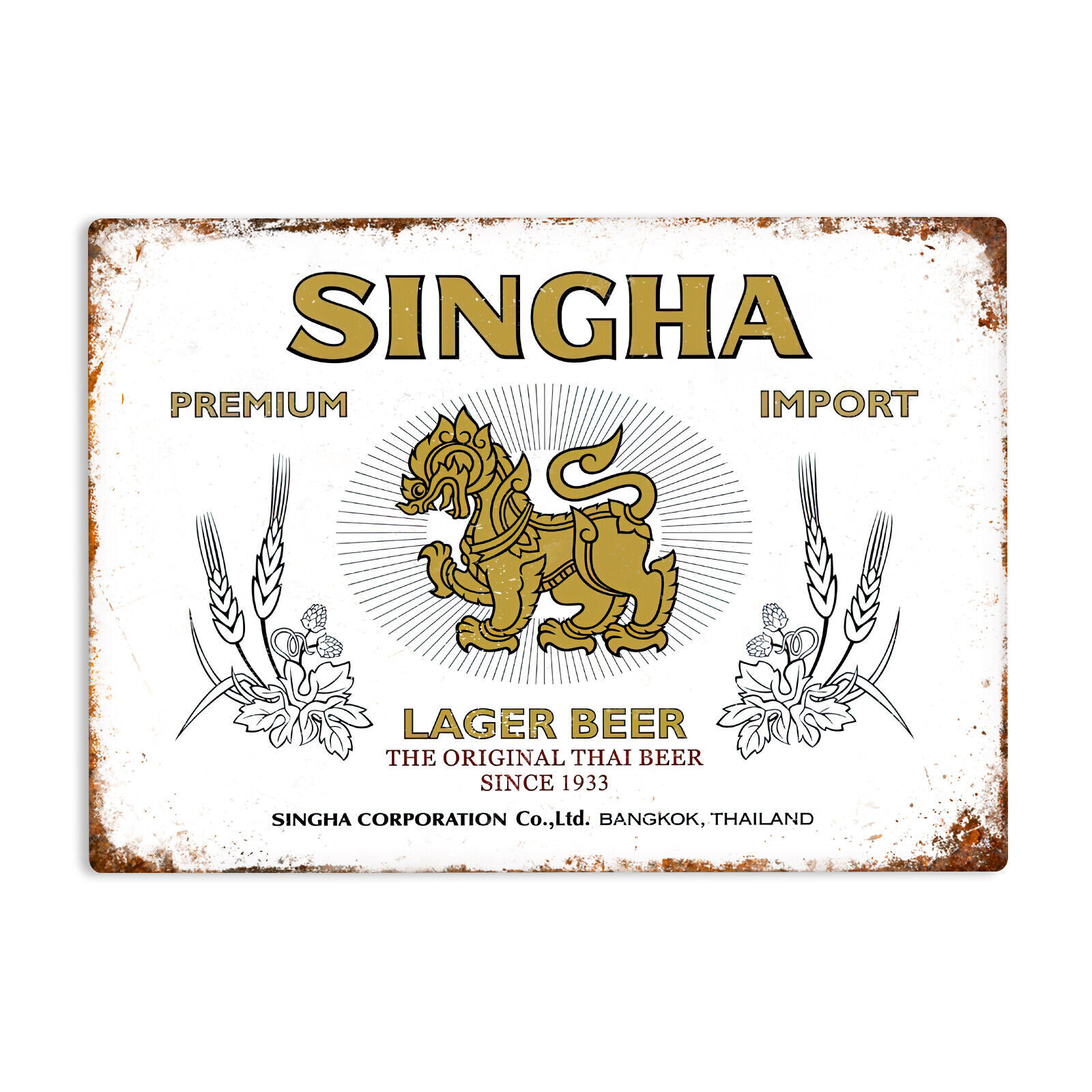 Rustic Thailand Singha Beer inspired Bar Metal Pub Shed Tin Man Cave ...