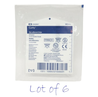 6 - Covidien Curity Sterile Non-Adherent Strips Oil Emulsion 3"x3" Ref ...