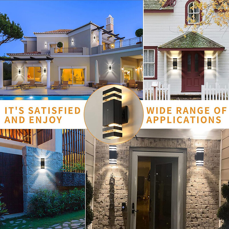 LED Up Down Wall Light Dual Lamp Fixture Outdoor with Dusk to Dawn ...