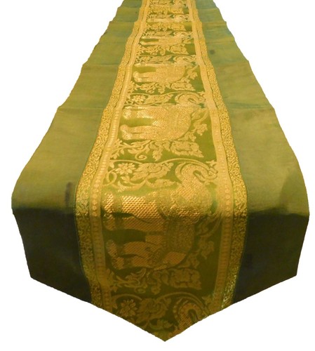 Artisan-Crafted green Elephant Table Runner - 200cm Length - Home Decor ...