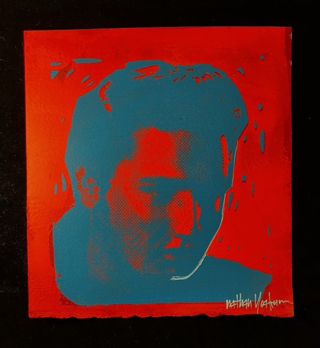 Elvis themed Andy Warhol kitsch art screen print deckled edge signed ...
