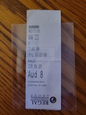 2006 Saw III 3 Original Movie Ticket Stub Opening Day Horror Crime ...